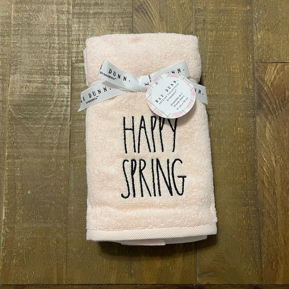 Rae Dunn | Accents | Rae Dunn Happy Spring Hand Towels In Light Pink ...